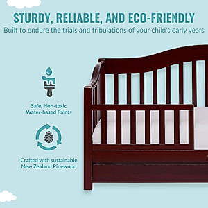 Dream On Me Toddler Day Bed with Storage Drawer in Cherry, Greenguard Gold Certified