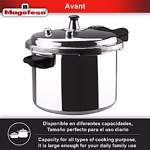 Magefesa® Avant Pressure Cooker, 6.2 Quart, made of very resistant aluminum, compatible with gas, electric, ceramic stoves, pressure canner, canning cooker pot, stove top instant fast cooking