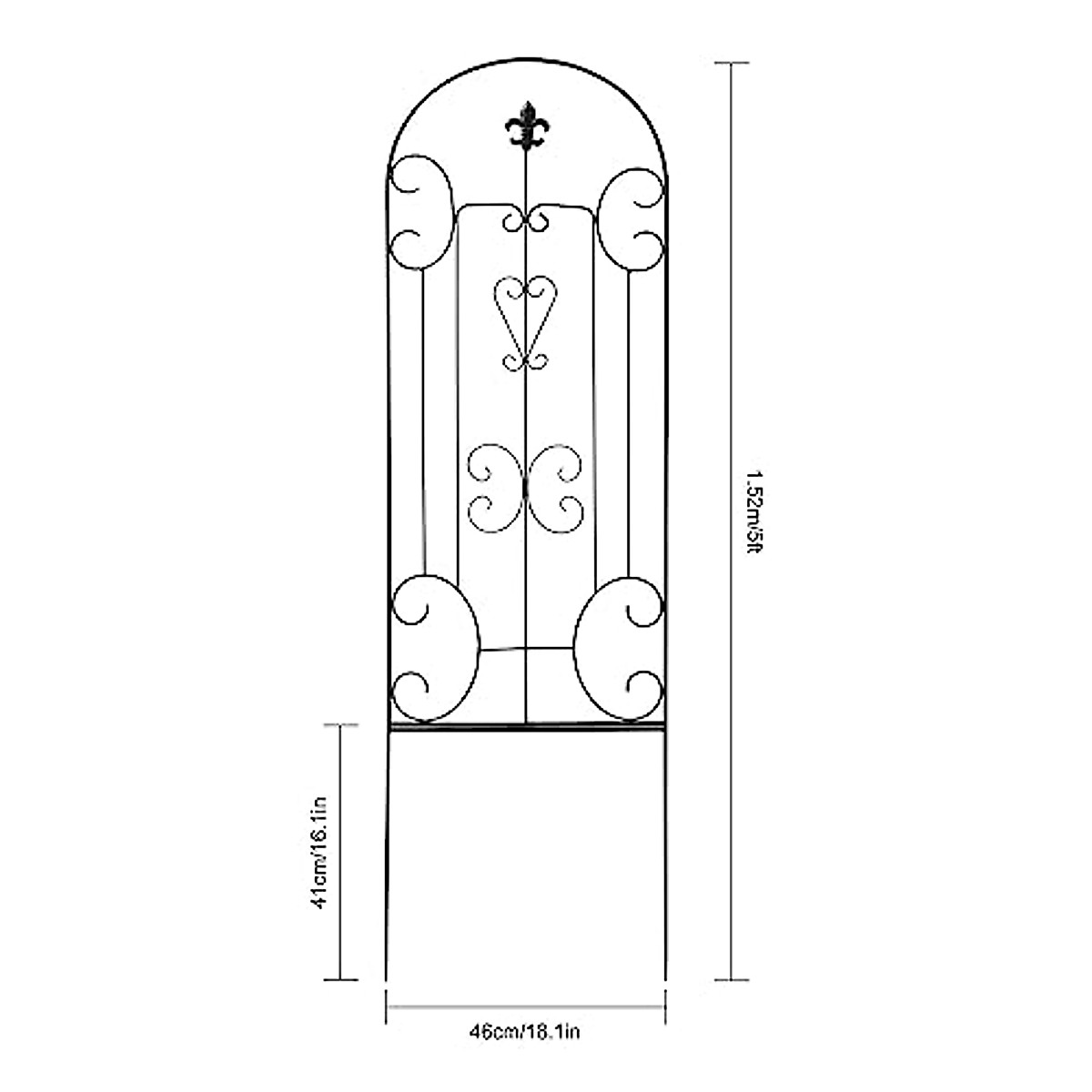 2 Pack Garden Trellis, for Climbing Plants 60" x 18" Black Steel Potted Support Vines Metal Wire Plant Trellis for Climbing Vegetables Flower Patio Roses Cucumbers