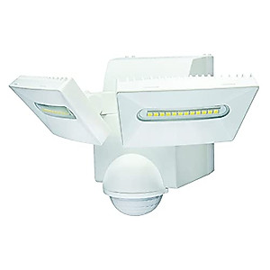IQ America LB1880WH Motion Security Flood Light, Battery Operated Motion Sensor, 800 Lumen LED, Wall or Eave Soffitt Universal Mount Indoor Outdoor Closet Shed Attic Workshop Garage Grill Light WH