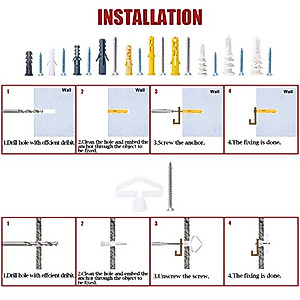 Hilitchi 212-Pcs [11-Sizes] Plastic Drywall and Hollow-Wall Anchor with Screws Assortment Kit, Wall Anchor Hooks Toggle Set