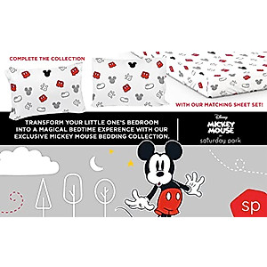 Saturday Park Disney Mickey Mouse Face Emotions Full/Queen Duvet Cover & Sham Set - 3 Piece 100% Organic Cotton Duvet Set - GOTS & Oeko-TEX Certified (Disney Official)