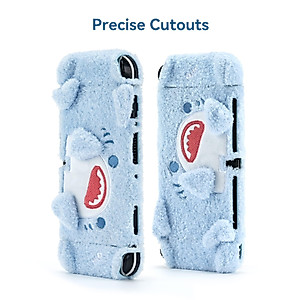 GeekShare Cute Plush Protective Case Cover - Shock-Absorption and Anti-Scratch Skin Case Compatible with Nintendo Switch OLED Model - Plush Shark