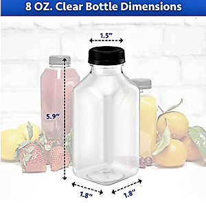 Green Direct 8 oz Clear Empty Plastic Bottles With Leak Proof Caps for Water, Juice, Milk, or Smoothie, Reusable, BPA Free Bulk Beverage Containers Pack of 20