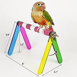 Parrot Play Stand Portable Bird Training Perch Rough-surfaced Corundum and Stainless Steel 8" (Red)