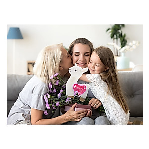 DolliBu Happy Mother's Day Super Soft Plush White Llama Figure - Cute Stuffed Animal with Pink Heart Message for Best Mommy, Grandma, Wife, Daughter - 9" Inches