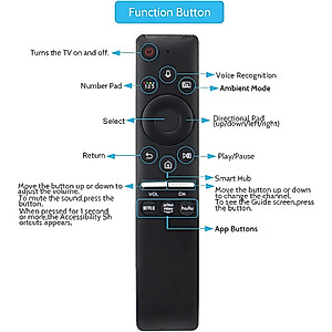 New BN59-01312A Voice Remote for Samsung Smart TV Bluetooth Mic Control Compatible for All Samsung Smart Curved Frame QLED LED LCD 8K 4K TVs with Voice Function