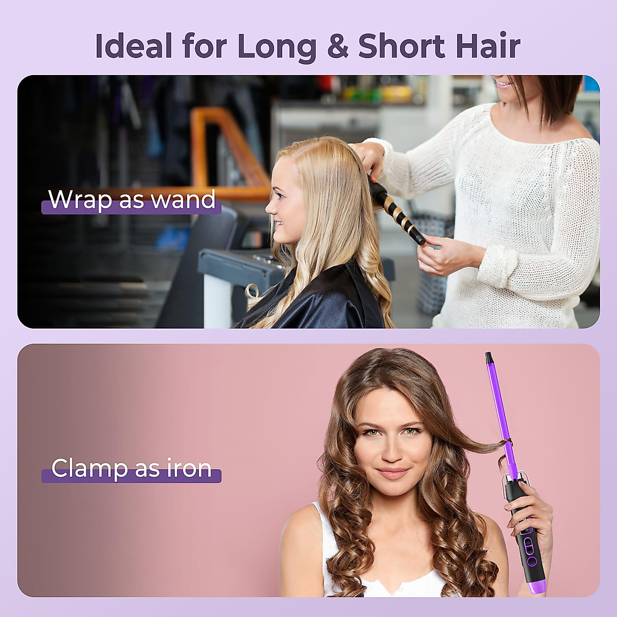 3/8 Inch Curling Iron, Professional 9mm Curling Iron for Short & Long Hair, Ceramic Curling Wand with Temps Control 120 ℃-210 ℃,Small Curling Iron, Dual Voltage Wand Curling Iron, Travel Curling Iron