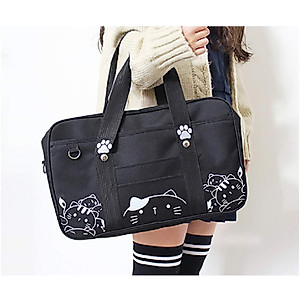 GK-O Japanese JK Uniform Bag Cute Cat Kawaii Lolita Handbag Messenger Shoulder Bags (Black)