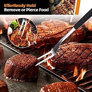 39PCS BBQ Tools and Grill Accessories, Grill Barbecue Set for Camping/Backyard, Stainless Steel Grill Tools with Heat-Resistant Handle, Thermometer, Grill Mats, Fork, Tongs-Perfect Grill Gifts for Men