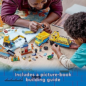 LEGO City Construction Trucks and Wrecking Ball Crane 60391 Building Toy Set for Toddler Kids Ages 4+, includes 3 Construction Vehicles, an Abandoned House and 3 Minifigures for Pretend Play