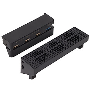 for PS4 Slim Cooling Fan and USB Hub Kit Game Console Automatic Temperature Cooling Fan USB Powered Adapter, Automatic Intelligent External Cooler for PS4 Slim Host
