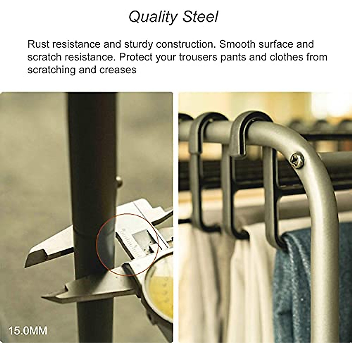 JINCAN Closet Pants Hangers for Women/Men, Home Metal Rolling Trouser Trolley with 10 Hangers, Fall Winter Use, Space Saving