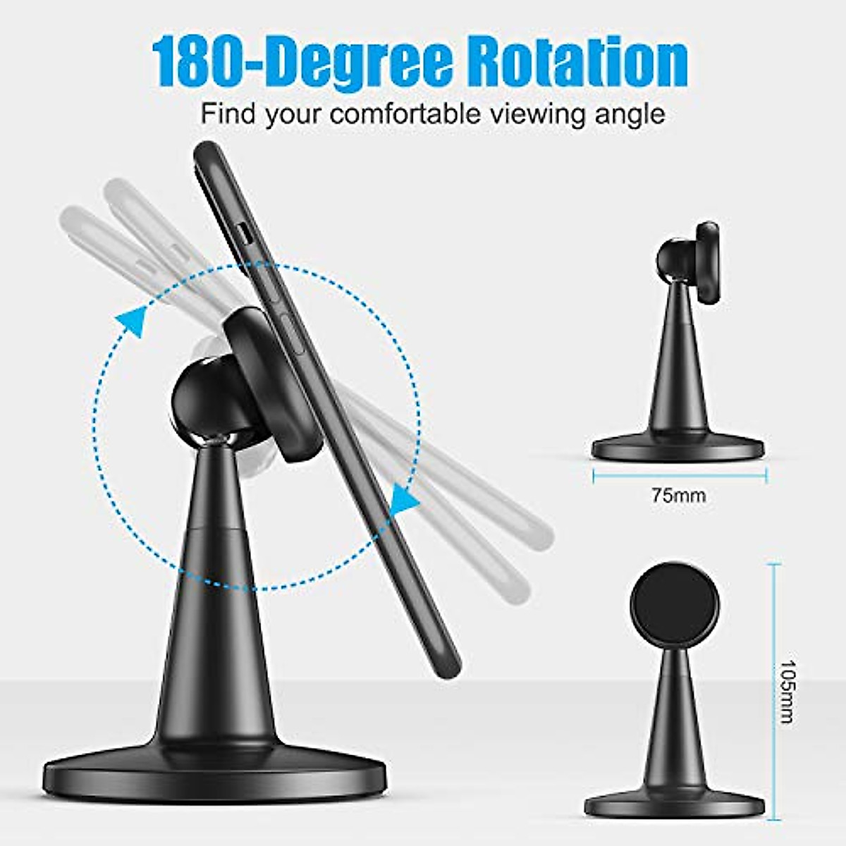 enGMOLPHY Magnetic Phone Stand Desk Magnet Desktop Cell Phone Holder, Office Desk Smartphone Stand for iPhone13/12Mini/13/12/13/12 Pro/12/11 Xs XR 8 X 7 6 6s and More, Black