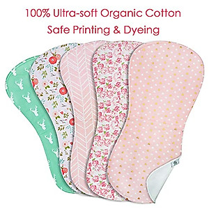 Baby Burp Cloths for Girls, 100% Organic Cotton Absorbent Burp Rags, Soft Burping Cloth, Burp Clothes, Newborn Towel, Excellent Baby Shower/Registry Gift