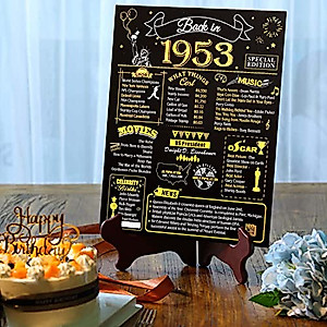 FALAMON 70th Birthday Decorations for Women or Men, 11x14 Birthday Anniversary Decorations Poster, Birthday Party Supplies Gifts, Back in 1953