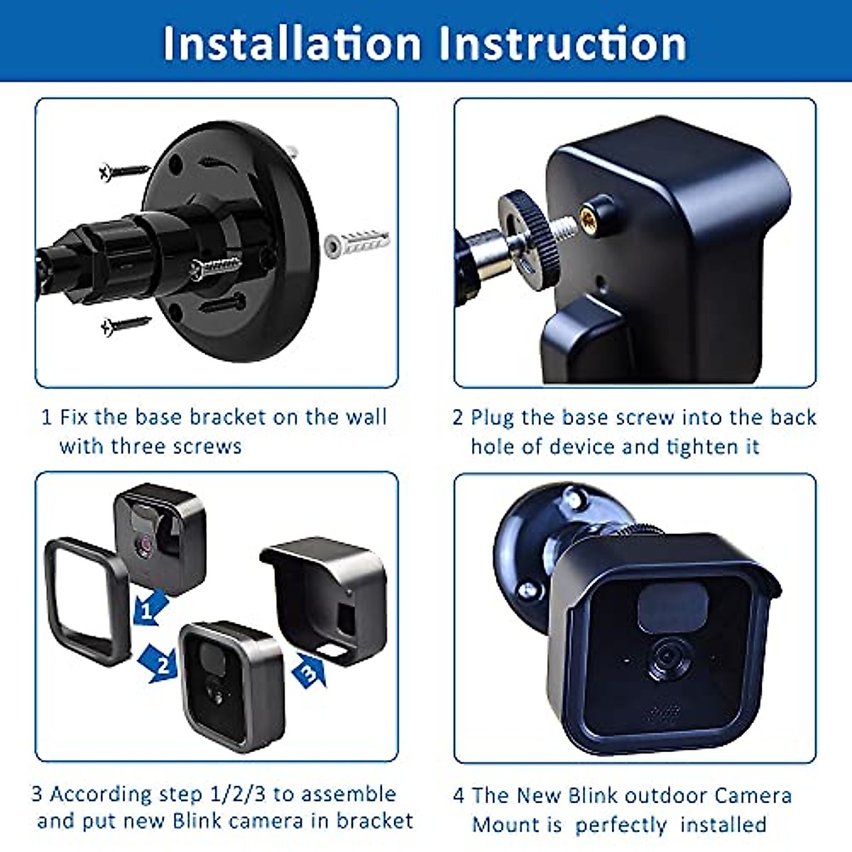 All-New Blink Outdoor Camera Mount Bracket with Outlet Wall Mount for Blink Sync Module 2 for Blink Outdoor Camera System (Blink Camera Not Include) 3PACK