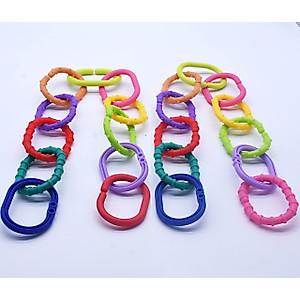 COLVWOFA Baby Toys Links-to-Go Car Seat and Hanging Stroller Ring Toy, Larger Connecting Ring Travel Accessory Set