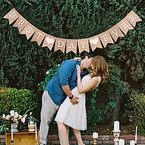 Wedding Party Decorations - Best Day Ever Banner Birthday Banner Photo Props,Best Day Ever Bridal Shower Decorations,Engaged Bachelorette Party Hanging Banner