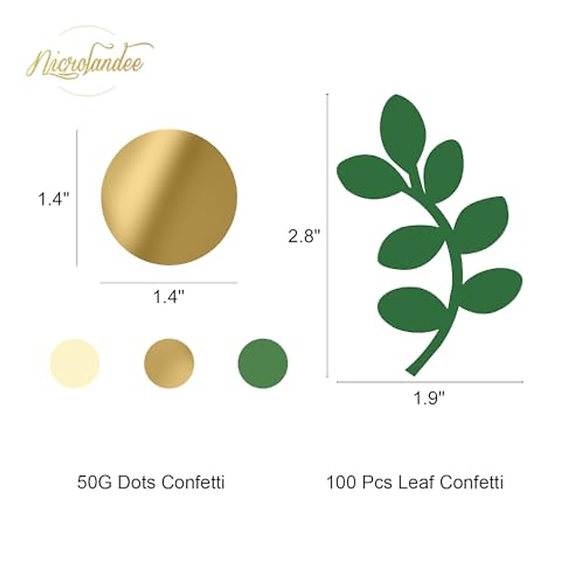 NICROLANDEE Wedding Party Decorations - 12PCS Emerald Green Hanging Tissue Pom Poms Gold Foil Dots Paper Lantern Confetti 30G for Rustic Style Bridal Shower Birthday Botanical Baby Shower Decorations