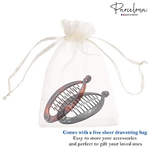 Parcelona French Effortless Mini Small Pair of Brown Tortoise Shell N Black Banana Hair Clip for Fine Hair