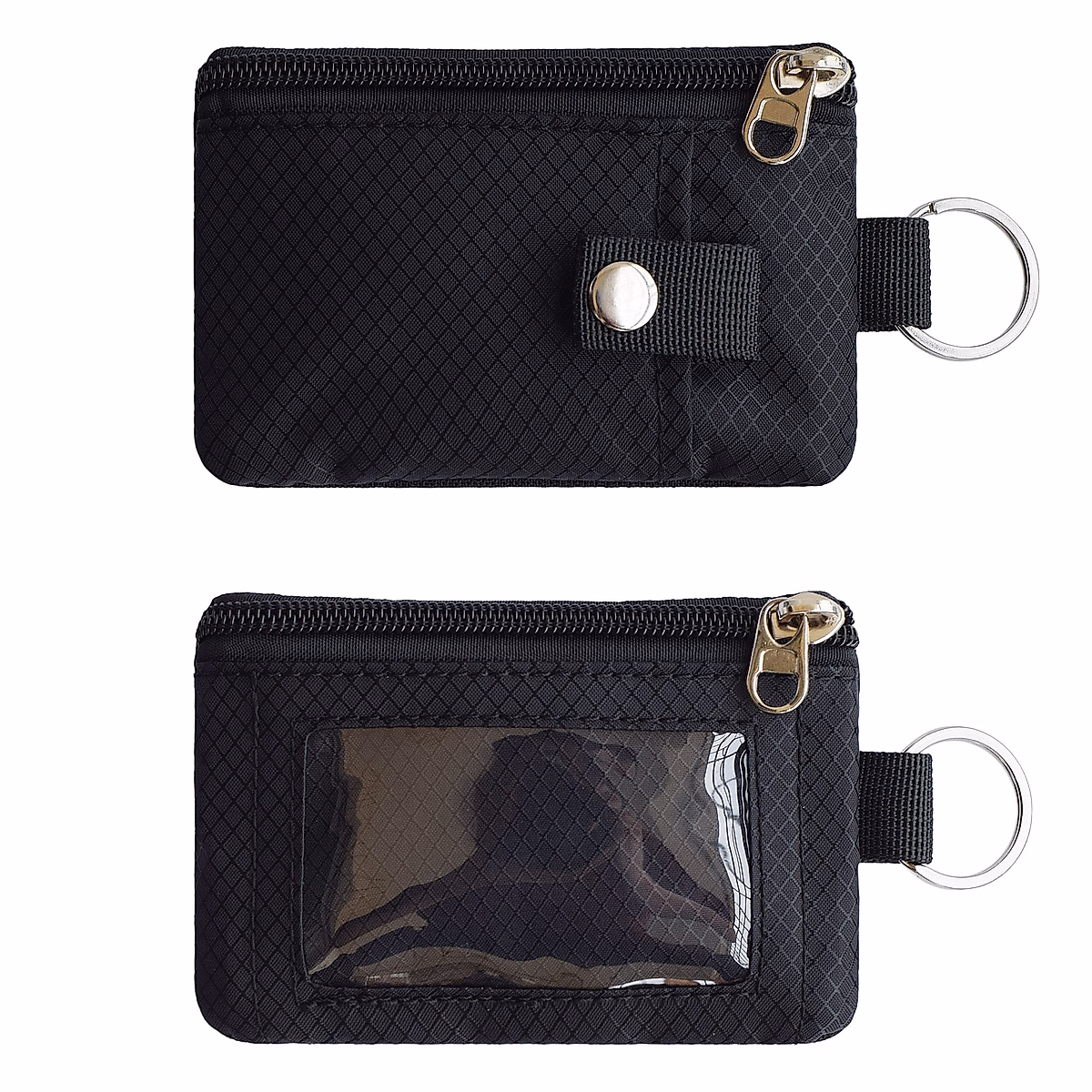 CHENSPRX Minimalist RFID Blocking Small Wallet with ID Window,WaterResistant Zip Id Case Wallet with Lanyard Keychain for Cards,Cash,Travel,Women,Men(Black)