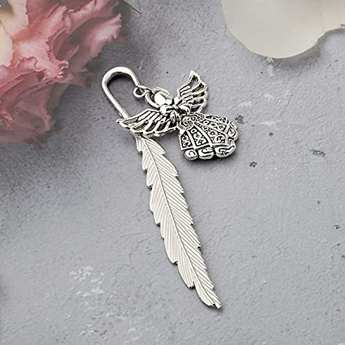 WSNANG Metal Bookmark Angel Gifts Metal Feather Bookmark Reading Lovers Gifts for Religious Gifts (Angel)