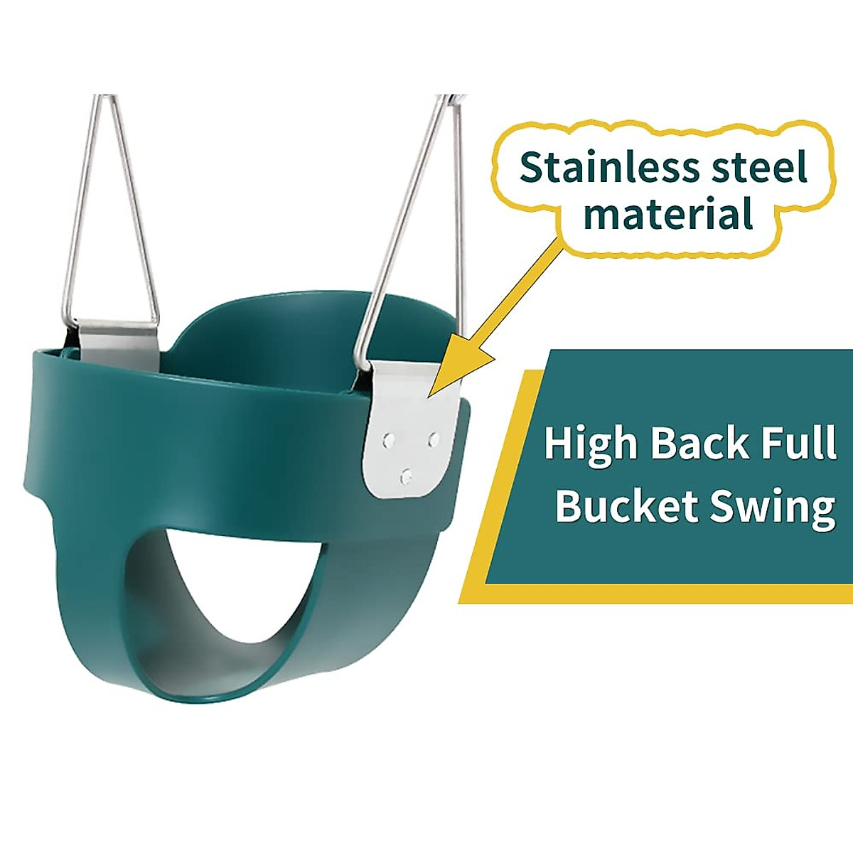 High Back Full Bucket Toddler Swing Seat with Yellow Coated Swing Chains Fully Assembled Baby Swing Outdoor - Swing Set Accessories