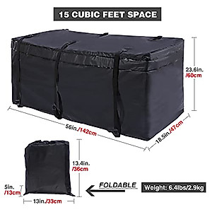Stonehomy Hitch Cargo Carrier Bag 15 cubic feet, Waterproof Luggage Cargo Bag for Rooftop Racks, Sturdy and Foldable for RV Traveling Trailer, Black