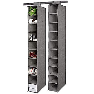 Hanging Shoe Shelves, 10 Shelves Hanging Shoe Organizer for Closet, Shoes Holder Storage Shelves, Shoe Storage Hanging Shoe Holder, Breathable No-Wover Fabric for Shoes, Closet and Baby Things, 2 pack