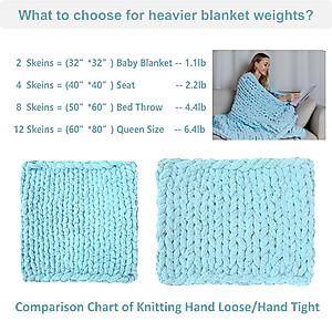 Chenille Chunky Yarn Arm Knitting Thick Bulky DIY for Knit Blanket Cushion Bed Sofa Home Decor (Light Blue, 2-Pack, 0.5kg/1.1 lb, 48 Yards)