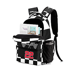 Liveweike Cool Checkered Flag Personalized Kids Backpack with Name Teen Girl Boy Primary School Travel Bag
