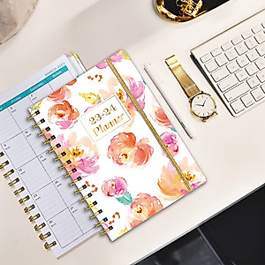 Ymumuda 2023 Planner, Weekly Monthly Planner 2023, 12-Month School Planner from JAN.2023 to DEC.2023, 8.4" X 6", Spiral Planner Notebook with Stickers, Elastic Closure, Inner Pocket, Coated Tabs, Watercolor Floral