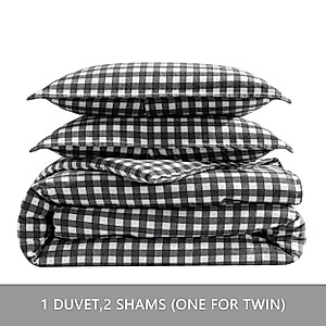 Eddie Bauer - King Duvet Cover Set, Reversible Flannel Bedding with Matching Shams, Home Decor for Colder Months (Preston Grey, King)