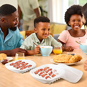 Feekoon 2 Pcs Microwave Bacon Cooker with Cover, Microwave Bacon Tray with Lid, No More Splattering, Keeps Microwave Clean, Microwave Bacon Maker, Drain Tray Design Less Fat, Dishwasher Safe(White)