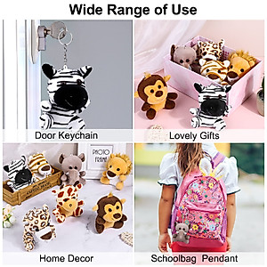 Elcoho 14 Pieces Safari Mini Jungle Animal Plush Toys Small Stuffed Forest Animals Plush Toys 3.75 Inch Keychain Decorations for Animal Themed Parties Goody Bags Filler Favors (Sitting)