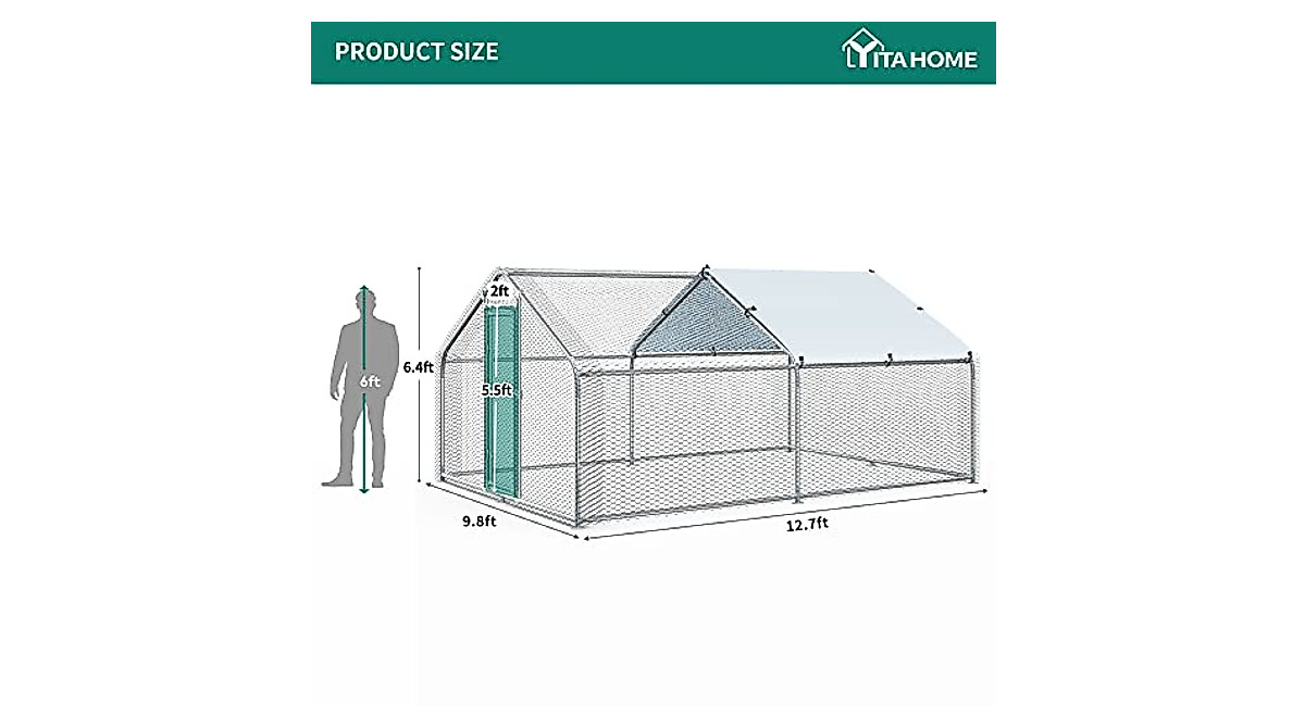 YITAHOME Large Metal Chicken Coop Walk-in Poultry Cage Hen Run House ...