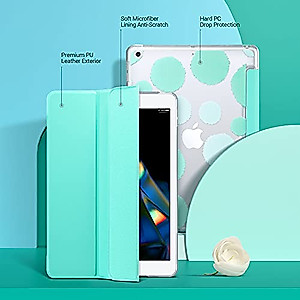 ULAK Compatible with iPad 9th Generation Case 2021, iPad 8th 7th Generation Case 2020 2019, iPad 10.2 Case, Slim Lightweight Trifold Smart Shell with Auto Sleep/Wake Premium Shockproof Cover, Mint