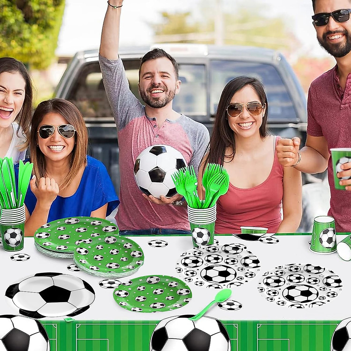 UROINEPA Soccer Party Decoration Supplies 60 Pcs Soccer Plates Soccer Birthday Dessert Dinner Plates Disposable Soccer Themed Party Favors Decorations for Boy Baby Shower