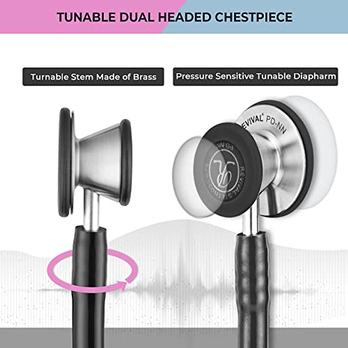 Revival Pediatric Neonatal Stainless-Steel Dual Head Stethoscope for Infant Care, Pediatricians, Neonatologist, Nurses and Medical Students with tunable Diaphragm, Latex Free tubing (Blue)