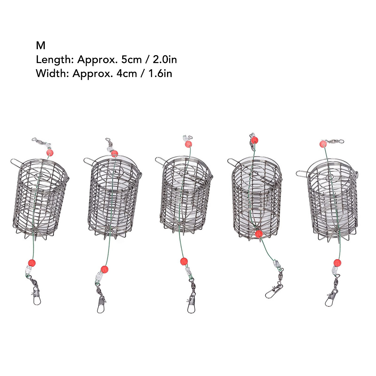 SPYMINNPOO Fishing Bait Cage, 5Pcs Fishing Bait Cages Lure Cage Stainless Steel Fishing Trap Basket Feeder Holder Vehiclemirror Other Fishing Tools and Accessories(M£©