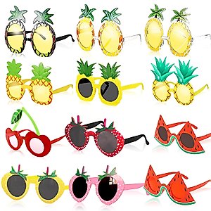 Kabcifea 12 Pieces Fruit Eyeglasses Tropical Pineapple Glasses with 12 Styles,Hawaiian Fruit Funny Shape Eyeglasses Pineapple Party Favors for Hawaiian Summer Beach Luau Theme Party Supplies