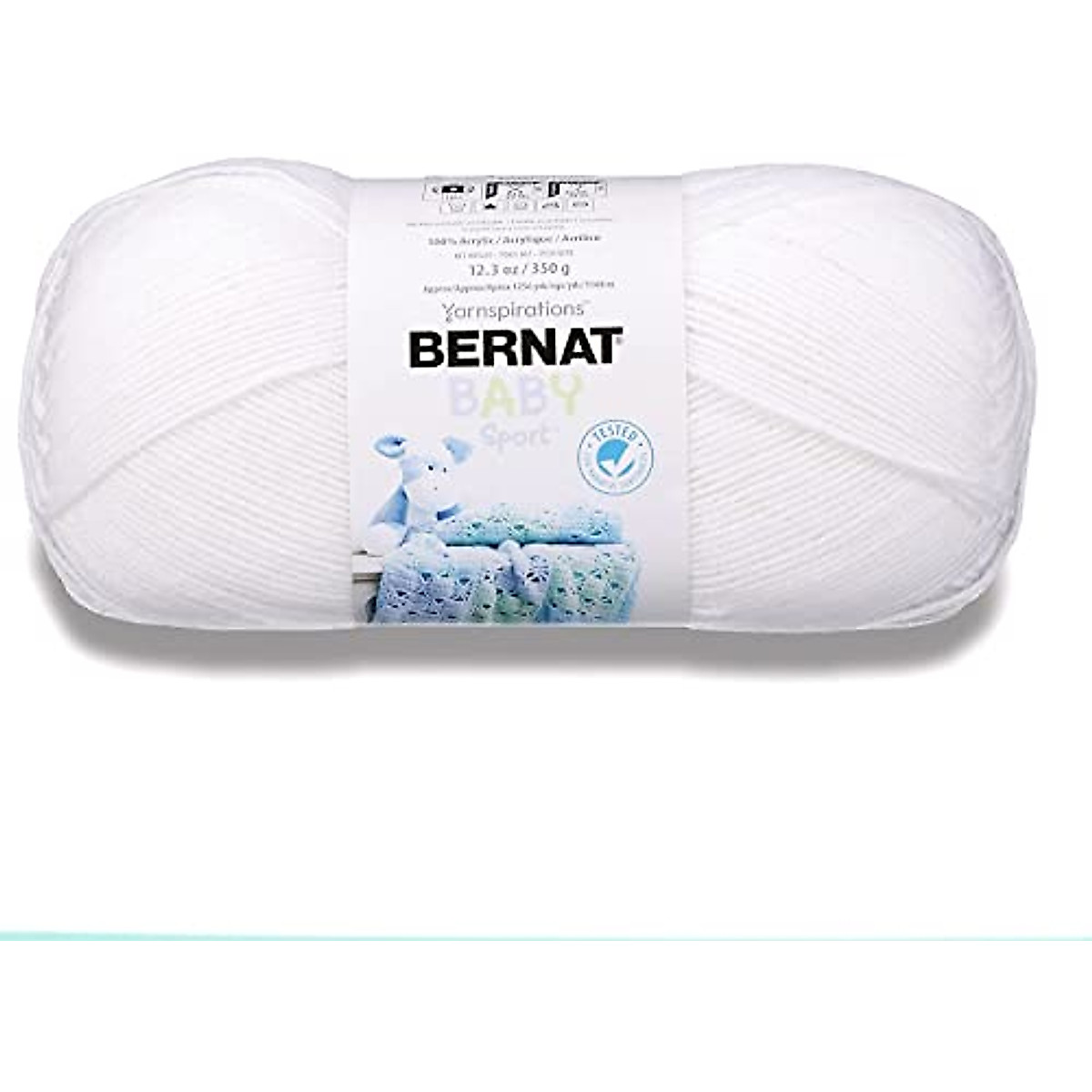 Bernat Baby Sport BB Baby White Yarn - 1 Pack of 12.3oz/350g - Acrylic - #3 Light - 1256 Yards - Knitting, Crocheting & Crafts