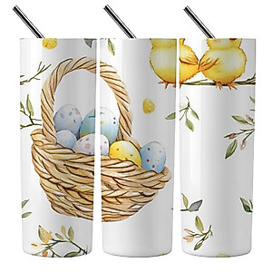 Tumbler with Lid and Straw A Loving Chicken Family Thermos Coffee Travel Mug Cute Cups 20 oz Insulated Tumbler for Daily Holiday Decor Gift Coffee Cup