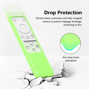 Silicone Protective Case for Samsung M70B/M80B Monitor Remote, Anti-Slip Shockproof Cover for Samsung Smart Remote BP59-00149B BP59-00149A TM2261S with Lanyard Glow in Dark (Green)