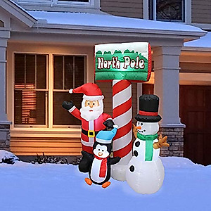 Impact Canopy Christmas Inflatable Decoration, Outdoor Holiday Lighted Snowman-Santa-Penguin, 5' Tall