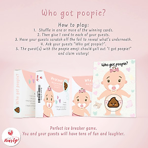 Party Hearty Baby Shower Games for Girl, 33 Poopie Emoji Scratch Off Lottery Tickets, Baby Games Ideas, Scratch Off Game