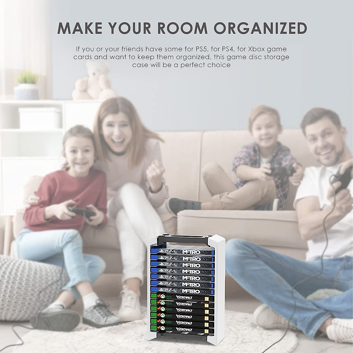 Acogedor Video Game Storage Tower for // One, Video Game Shelf Console Organizer with 14 Card Slots, Vertical Video Game Holder Rack