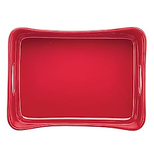 Rachael Ray Solid Glaze Ceramics Bakeware / Lasagna Pan / Baker, Rectangle - 9 Inch x 12 Inch, Red