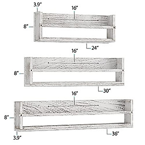 brightmaison Polynez 36"-30"-24" Kids Bookshelf for Wall, Nursery Books Shelves Wall, Kitchen Shelves, Floating Shelves for Wall Decor, Burnt White, Set of 3